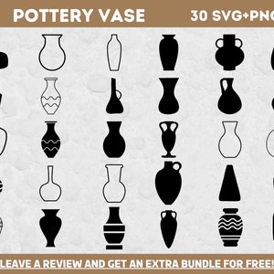 Pottery Vase SVG Bundle, Boho Vase Clipart, Minimalist Home Decor ...