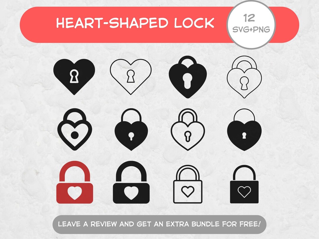 Heart Shaped Lock SVG, Svg Files for Cricut, Lock Clipart, Padlock SVG ...