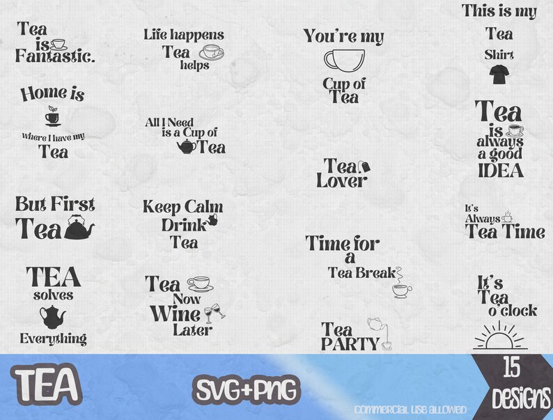 Tea Quote SVG Bundle Svg Files for Cricut Tea Lover SVG - Etsy