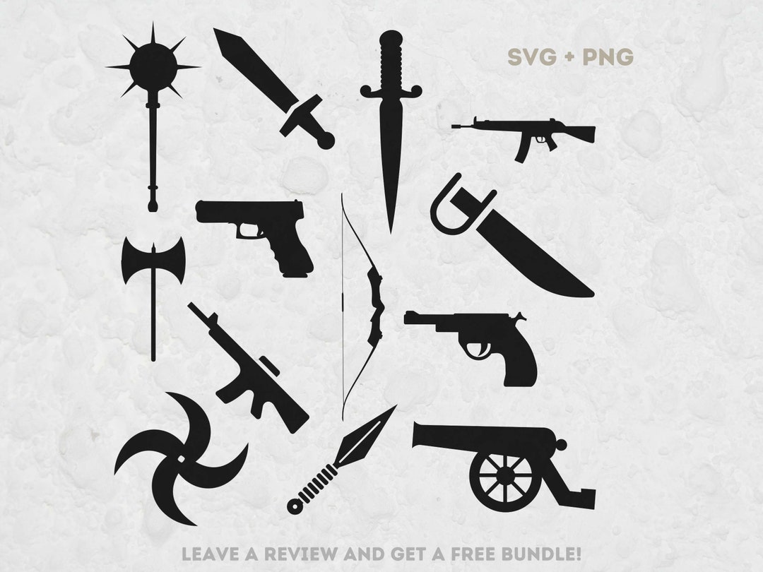 Weapon SVG Bundle, Svg Files for Cricut, Weapon Png, Handgun SVG, Fire ...