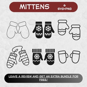 Mittens SVG Bundle, Svg Files for Cricut, Mittens PNG Bundle, Winter Svg, Clothing SVG ...