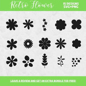 Retro Flower SVG, SVG Files for Cricut, Flower Clipart, Flowers SVG ...