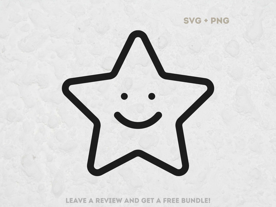 Smiling Star Svg, SVG Files for Cricut, Star Clipart, Star Outline SVG ...