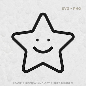 Smiling Star Svg, SVG Files for Cricut, Star Clipart, Star Outline SVG ...