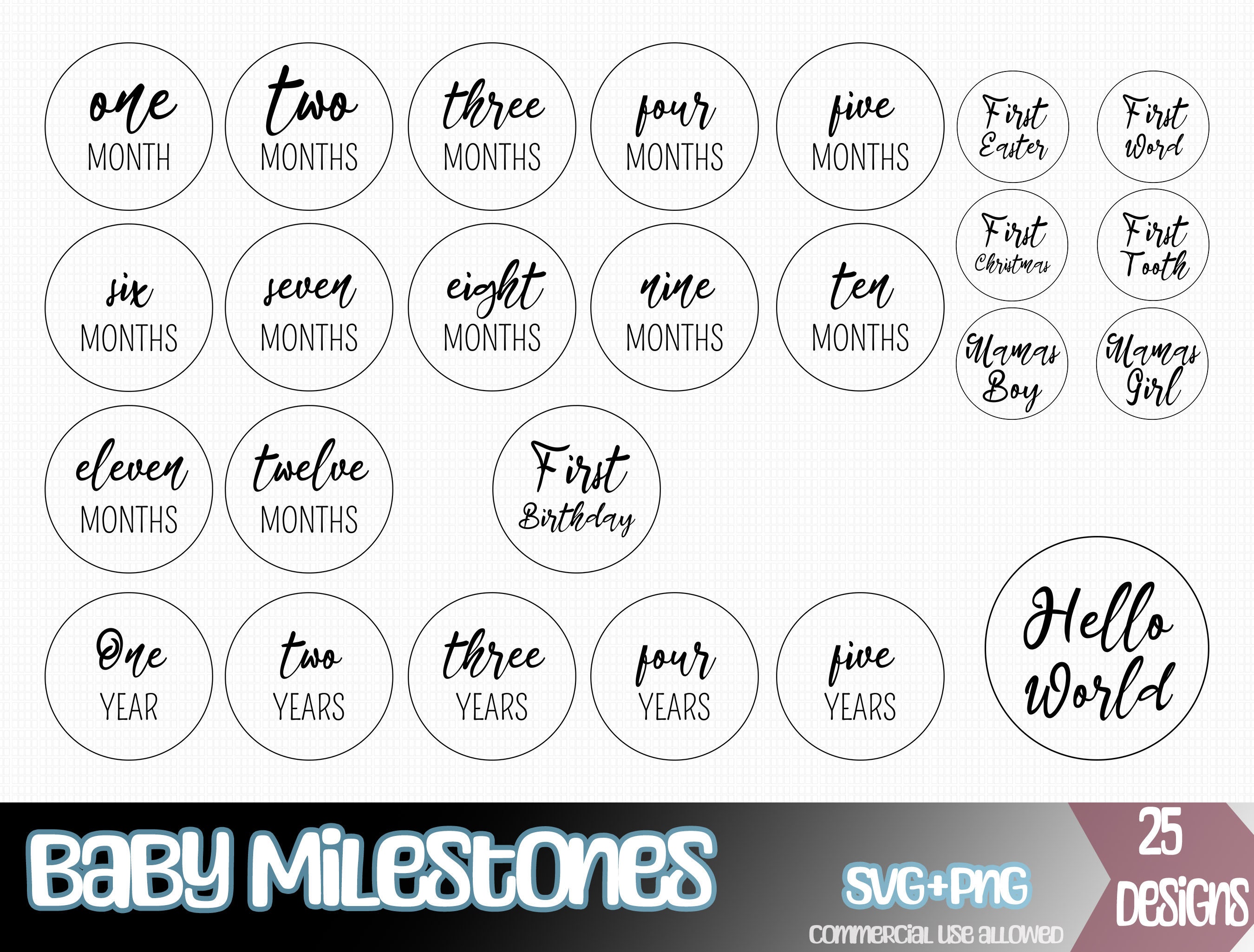 Baby Milestone Rounds SVG Hello World Svg Birth Stats Svg - Etsy