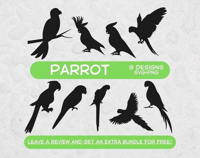 Parrot Svg Bundle, SVG Files for Cricut, Tropical Bird, Parrot Clipart ...