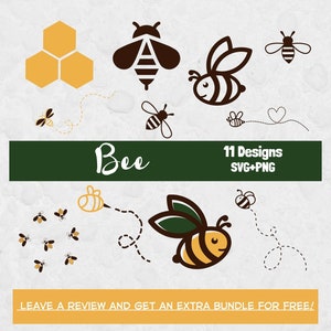 Bee Svg Bundle, SVG Files for Cricut, Bee Clipart, Bee Cut File, Honey ...
