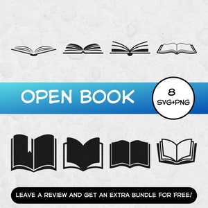 Open Book Svg Bundle, SVG Files for Cricut, Book Lover Svg, Book ...