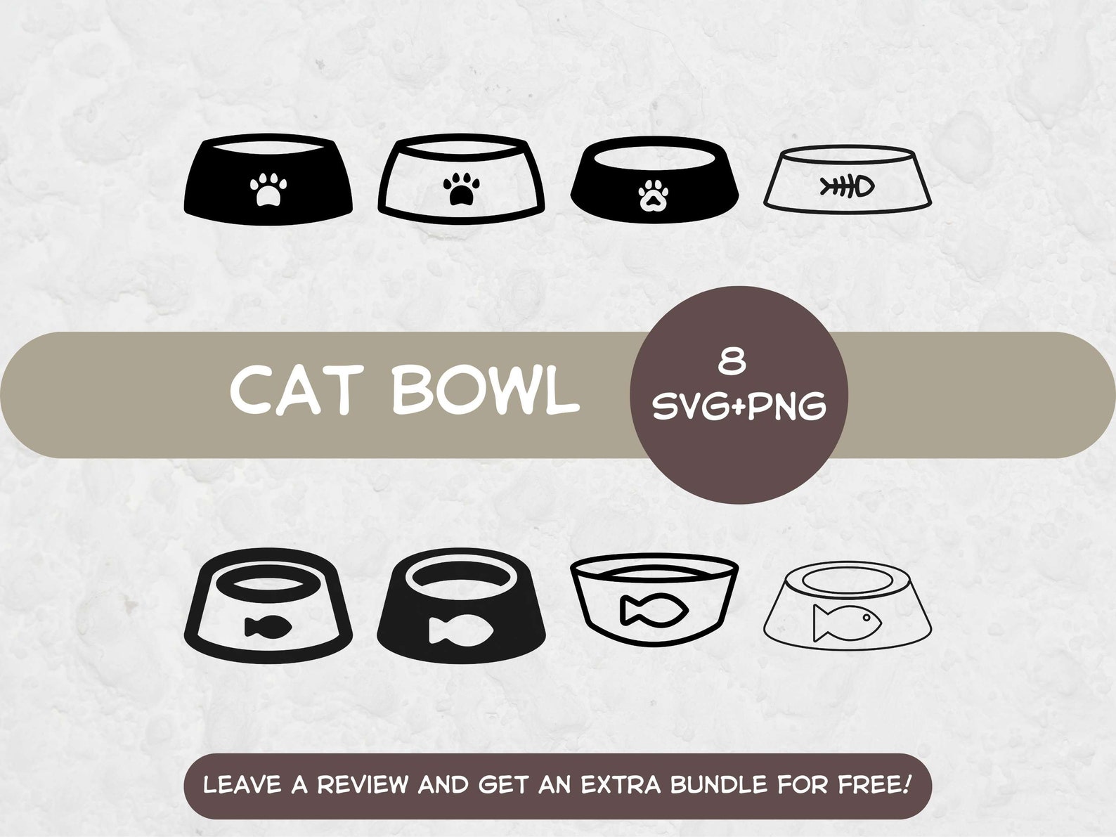 Cat Bowl SVG Bundle, Svg Files for Cricut, Cat Food SVG, Cat Bowls SVG ...
