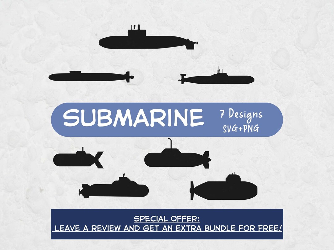 Submarine Svg Bundle, SVG Files for Cricut, Submarine Silhouette, Ocean ...