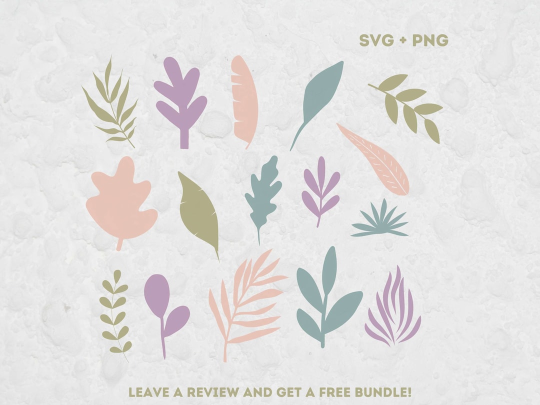 Boho Leaf Bundle, SVG Files for Cricut, Leaf SVG, Leaf PNG, Leaf ...