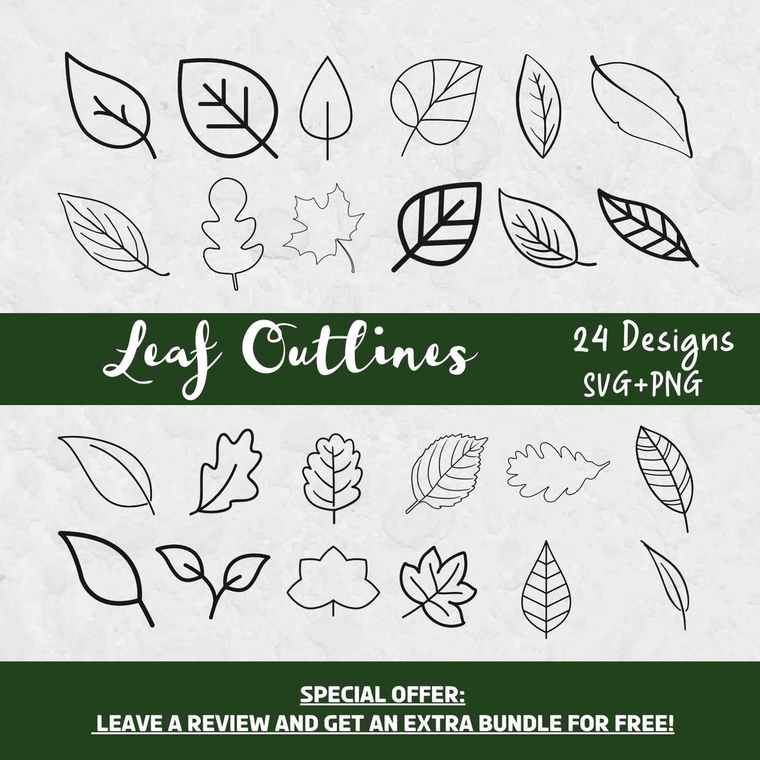 Leaf Svg Bundle, Outlined Leaf, Svg Files for Cricut, Leaf Svg, Leaf ...