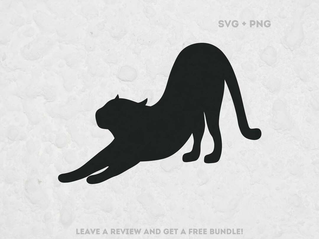 Cat Silhouette SVG Cut File, SVG Files for Cricut, Stretching Cat SVG ...