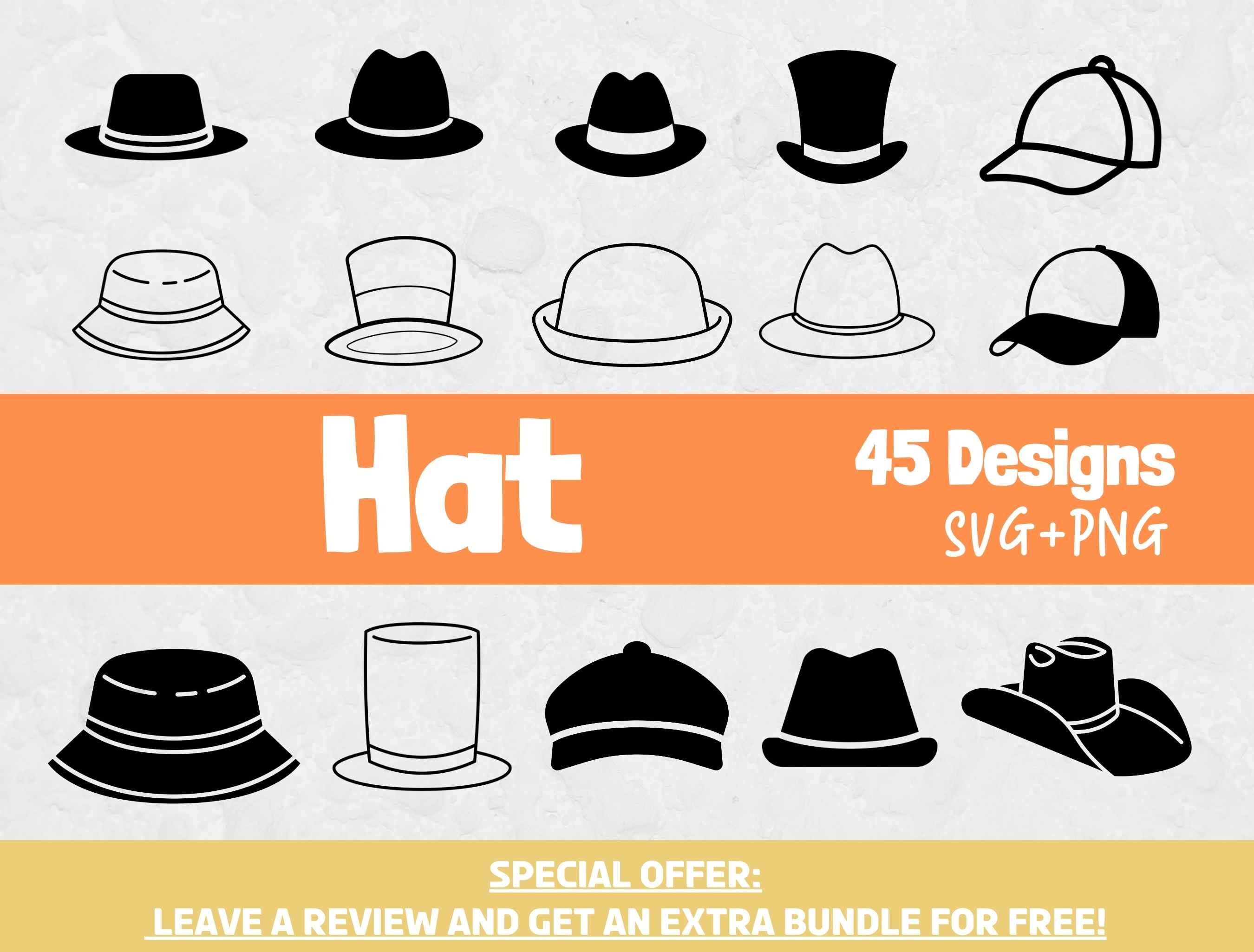 Large Hat SVG Bundle, Svg Files for Cricut, Hat Cut File, Large Clipart ...