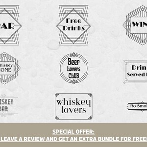 Bar SVG Bundle, SVG Files for Cricut, Art Deco Signs, Bar Signs, Retro ...