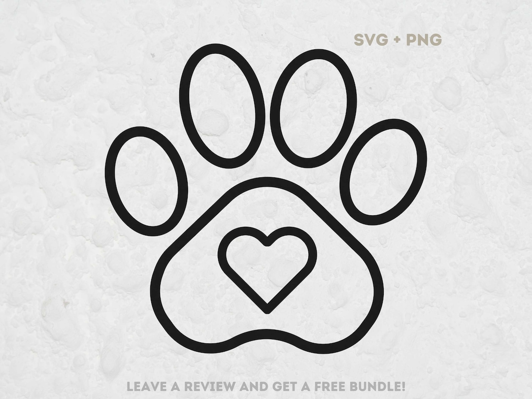 Paw Print SVG, Svg Files for Cricut, Heart Svg, Heart Clipart, Paw ...