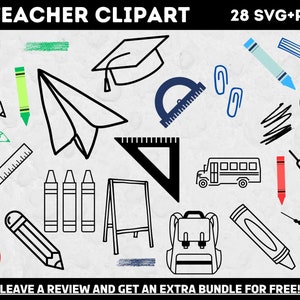 Teacher SVG Clipart Bundle, SVG Files for Cricut, School Clipart ...