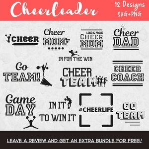 Cheerleader Svg Bundle, SVG Files for Cricut, Cheer Quotes, Cheerleader ...