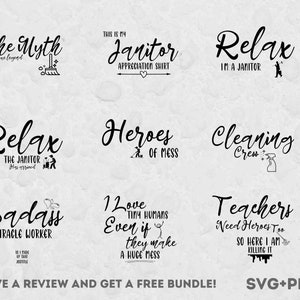 Janitor Quotes Svg, Svg Files for Cricut, Janitor Quotes PNG, Custodian ...