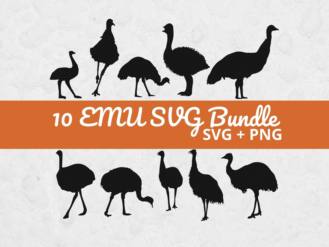 Emu SVG Bundle, Emu Silhouette Cut File, Australian Bird Clipart, Zoo ...