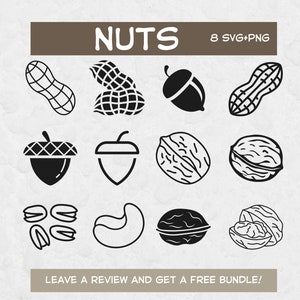 Nuts SVG Bundle, SVG Files for Cricut, Nut Clipart, Nature SVG, Forest ...