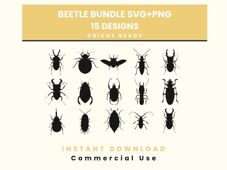 Beetle Svg Bundle, 15 Insect Silhouettes, Cricut Cut Files, Bug Clipart ...
