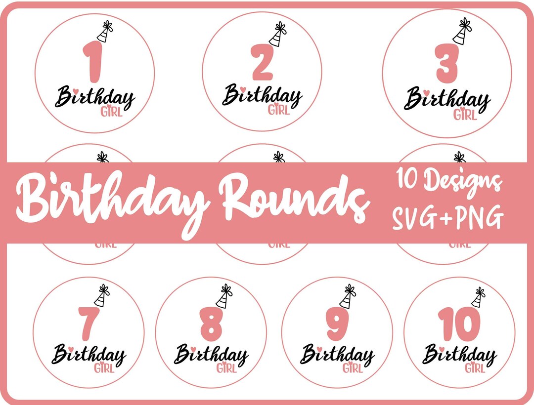 Birthday Rounds SVG Birthday Cut Files Milestone Cards Baby Rounds Svg ...