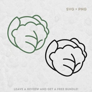Cabbage Outline SVG, SVG Files for Cricut, Garden Clipart, Vegetable ...