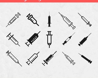 Syringe Svg Bundle, Svg Files for Cricut, Medicine Clipart, Syringe PNG ...