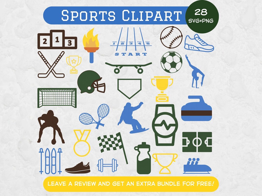 Colored Sports Clipart Svg Bundle, Svg Files for Cricut, Sports Clipart ...