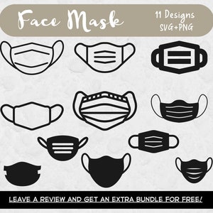 Face Mask SVG Bundle, Svg Files for Cricut, Face Mask Clipart, Face ...