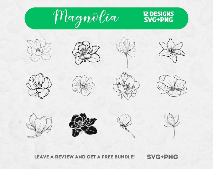 Magnolia Outline SVG, Svg File for Cricut, Magnolia Cut File, Outline ...
