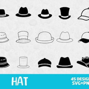 Large Hat SVG Bundle, Svg Files for Cricut, Hat Cut File, Large Clipart ...