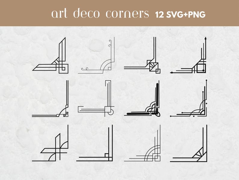 Art Deco Corner SVG Bundle, Vintage Frame Corners, Retro Wedding SVG ...