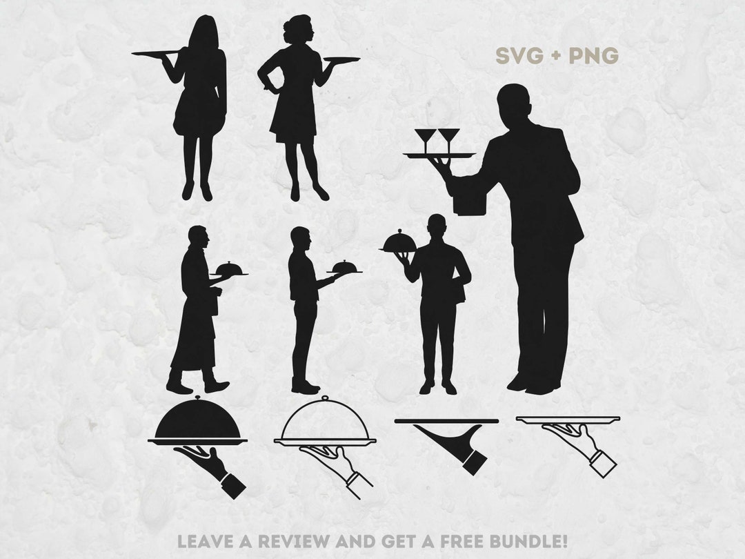Waiter Silhouette SVG, Svg Files for Cricut, Waiter Clipart, Waiter Svg ...