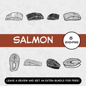 Salmon Svg, Svg Files for Cricut, Food Svg, Sushi Clipart, Fish Clipart ...