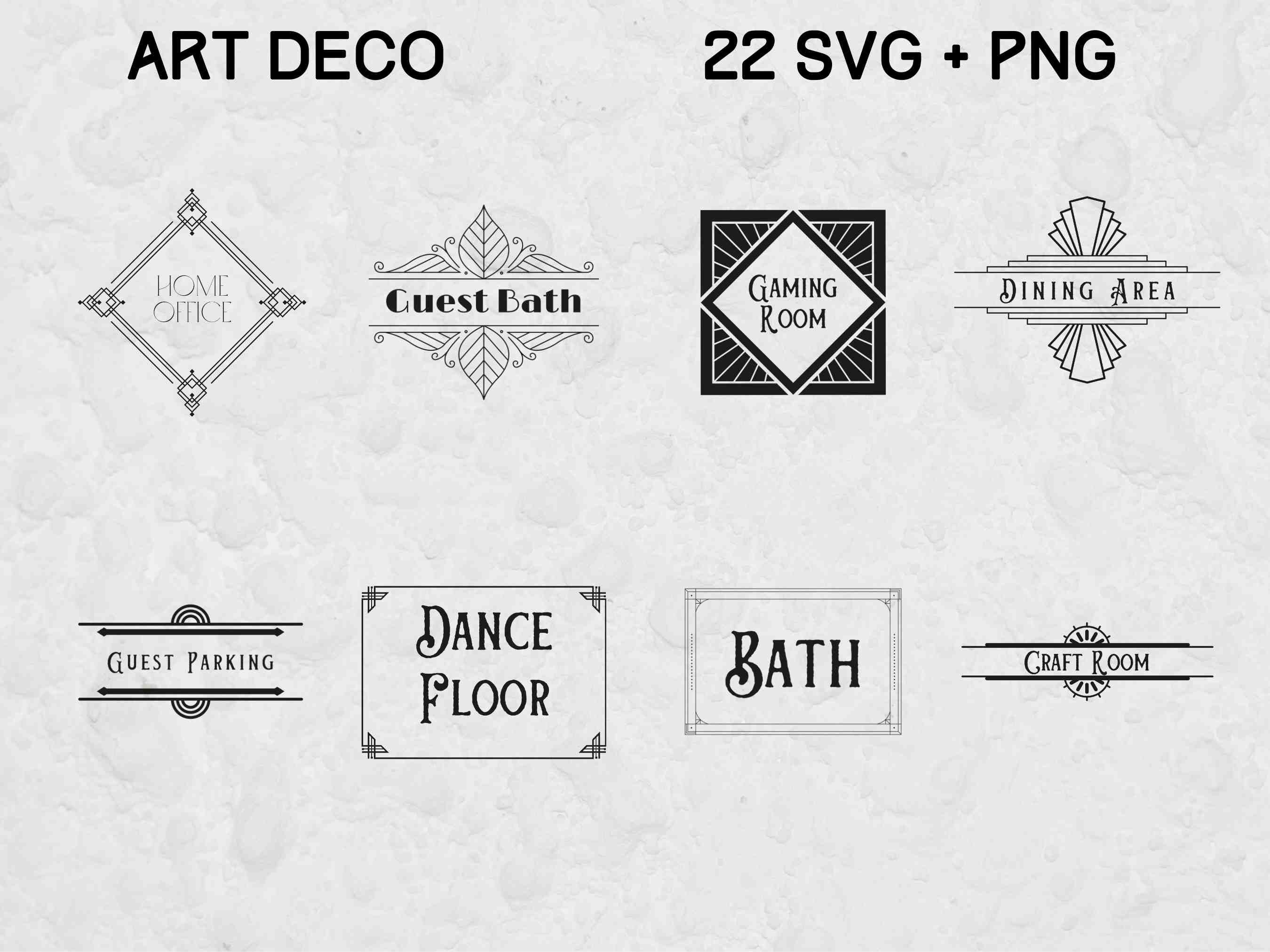 Art Deco Home Signs SVG y PNG Bundle Art Deco Svg Svg Files - Etsy México