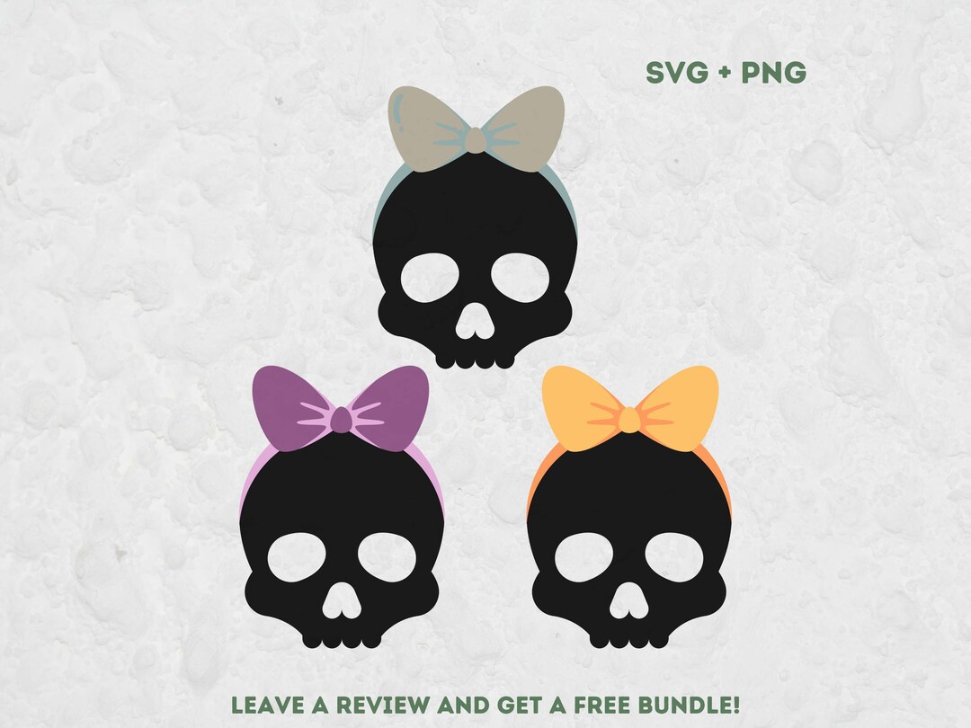 Skull With Hair Bow SVG, Svg Files for Cricut, Halloween Svg, Death Svg ...