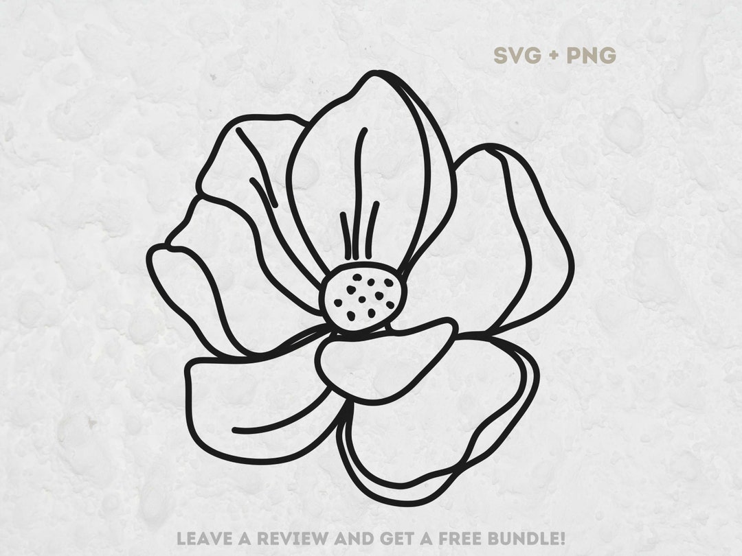 Magnolia Outline SVG, Svg File for Cricut, Magnolia Cut File, Outline ...