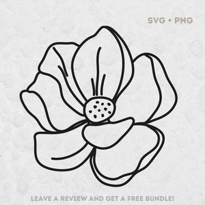 Magnolia Outline SVG, Svg File for Cricut, Magnolia Cut File, Outline ...
