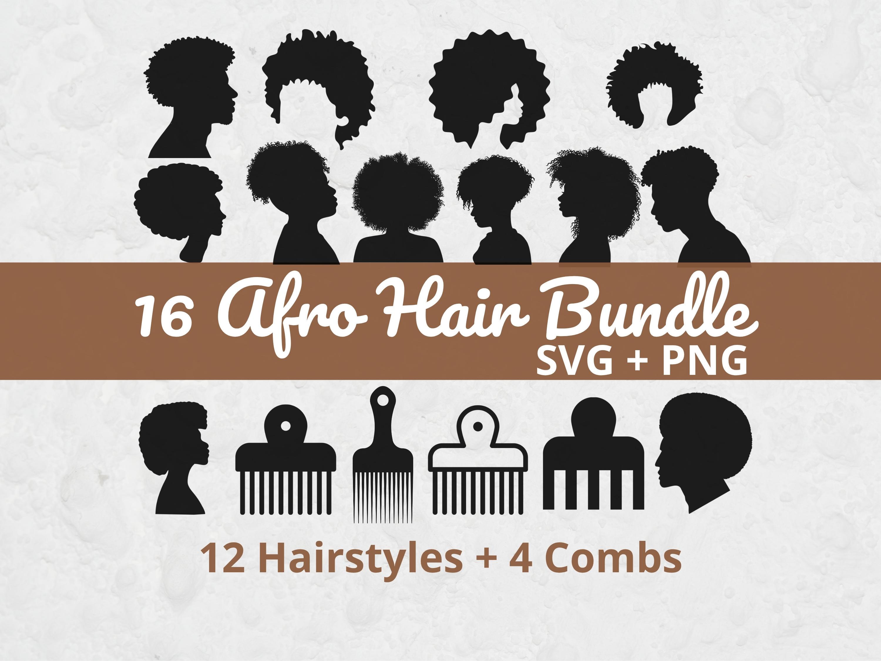Afro Hair SVG Bundle, Afro Silhouette, Natural Hair Clipart, Black Hair ...