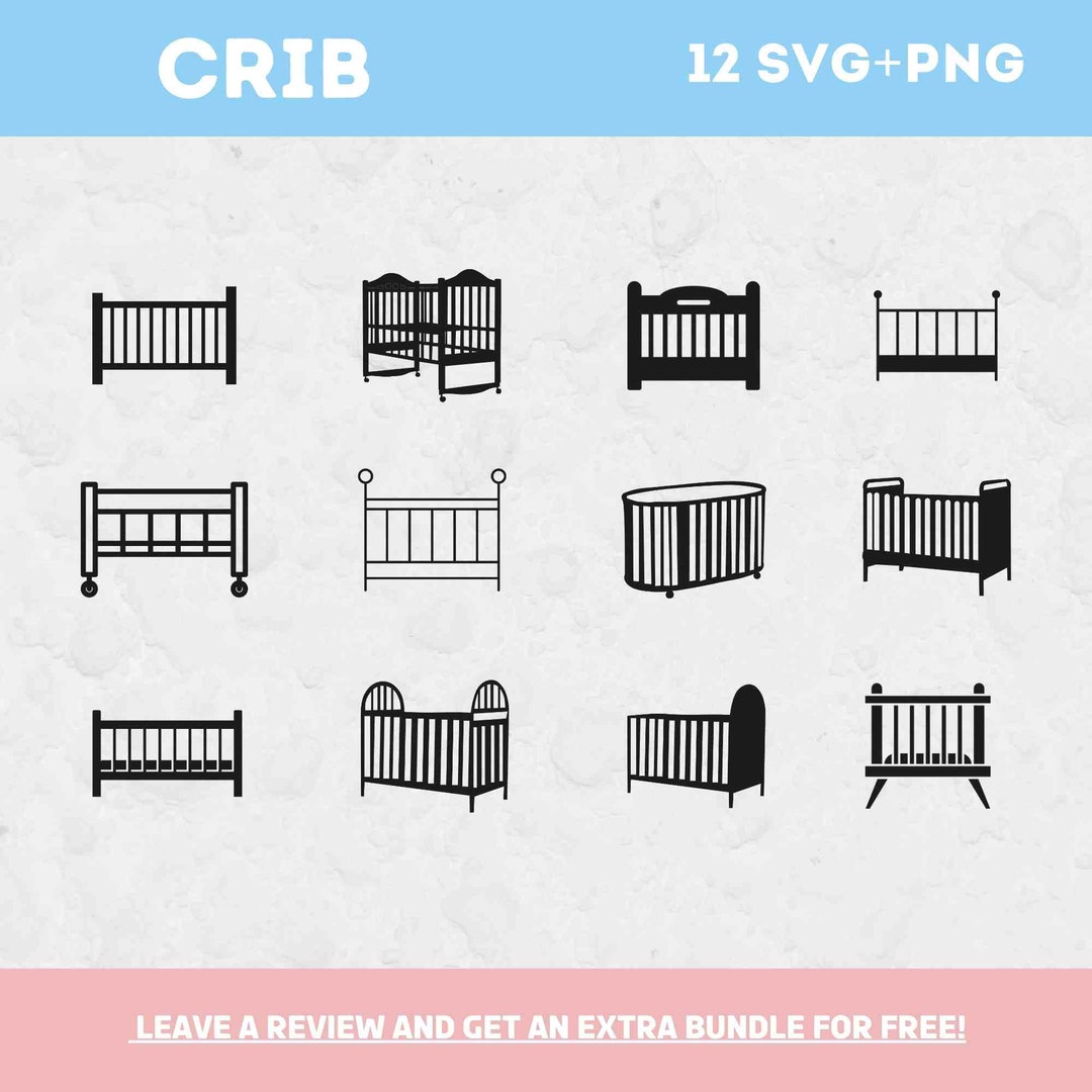 Crib Svg, Svg Files for Cricut, Baby SVG, Baby Clipart, Baby Crib SVG ...