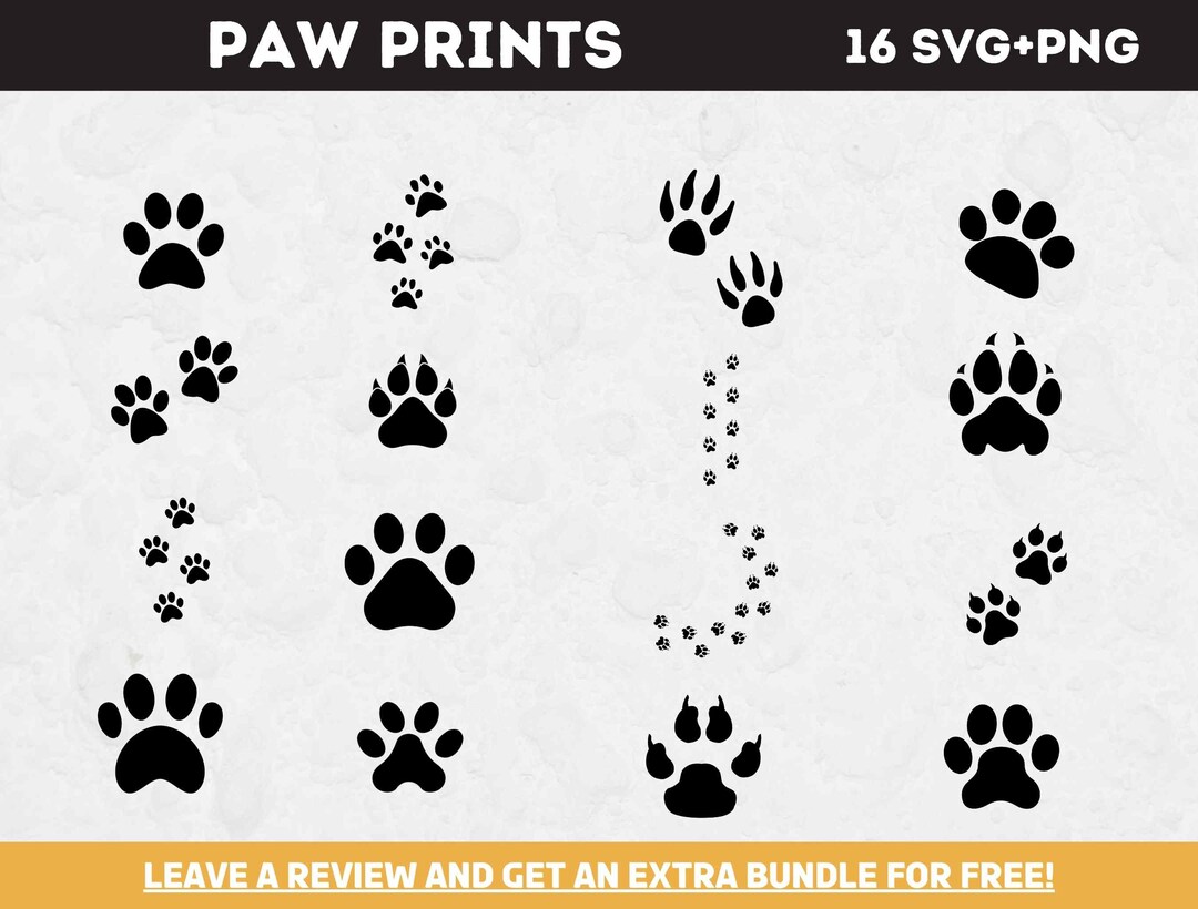 Paw Print Svg Bundle, SVG Files for Cricut, Paw Cut File, Paw Clipart ...