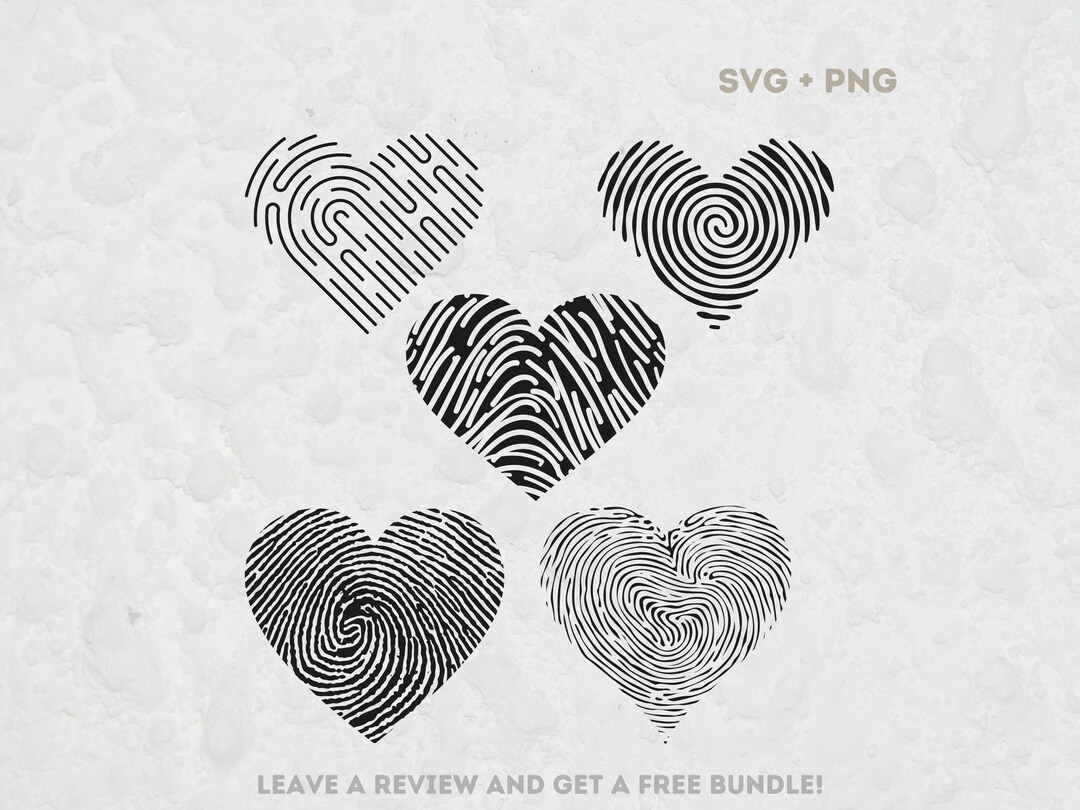 Heart Fingerprint SVG Bundle, SVG Files for Cricut, Heart Cut File, Heart Clipart Image, Hearts ...
