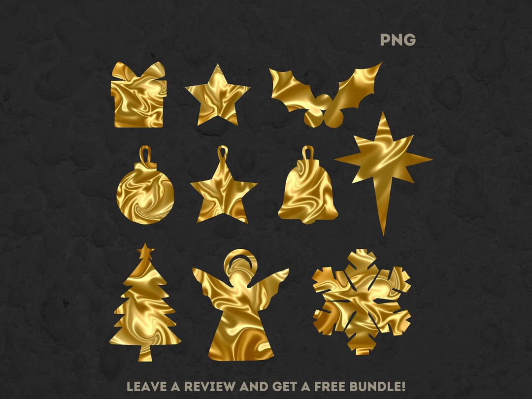 Christmas Gold Clipart, PNG Files, Christmas Png, Christmas Clipart ...