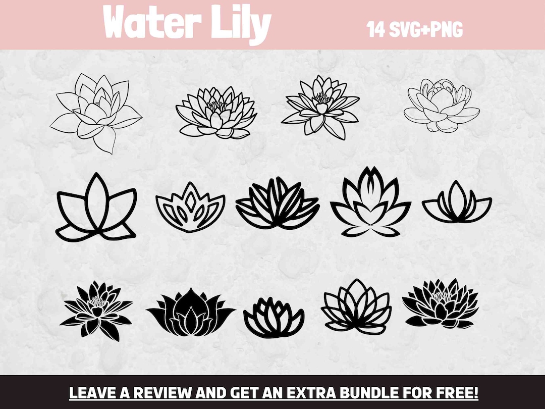 Water Lily SVG, SVG Files for Cricut, Flower Clipart, Flowers SVG ...