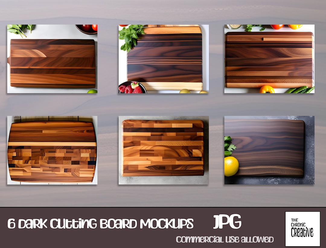 Dark Wood Cutting Board, Mockup Bundle, Simple Wooden Mockup, Jpgfiles ...