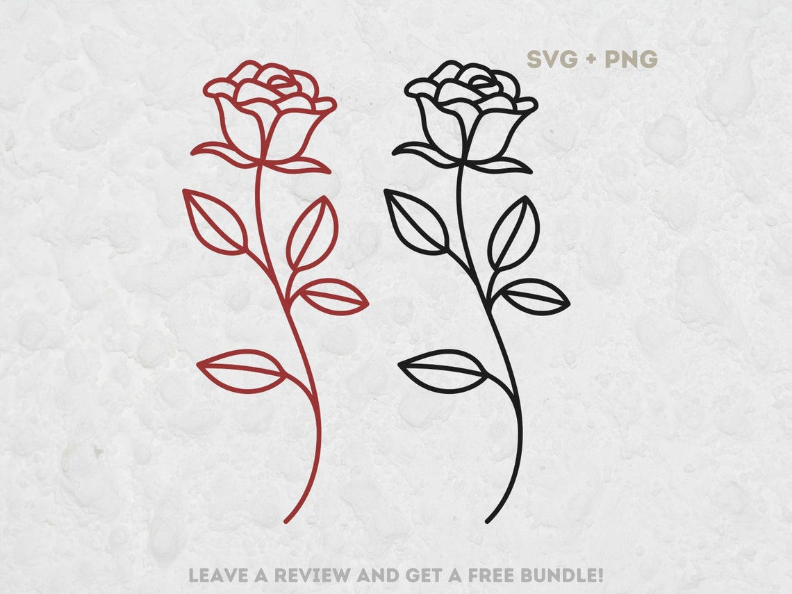 Minimal Rose SVG, Simple Flower Outline, Botanical Line Art, Cricut Cut ...