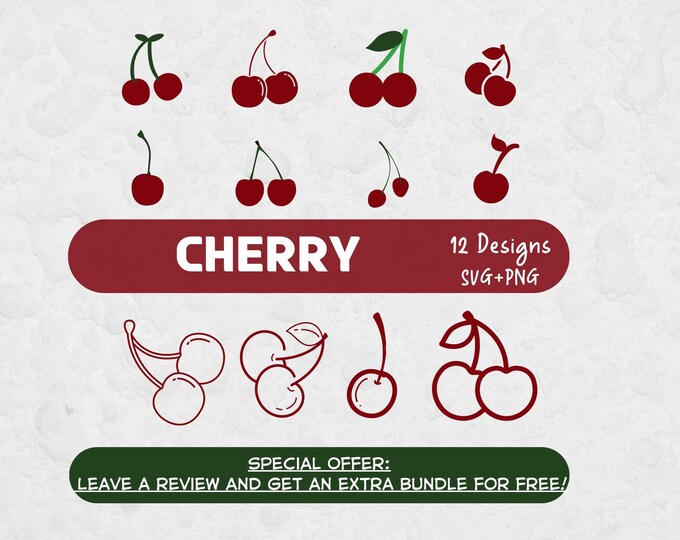 Cherry SVG Bundle, Cherry Clipart, Cherry Png, SVG Files for Cricut ...