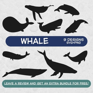 Whale Silhouette Svg, SVG Files for Cricut, Whale Clipart, Whale PNG ...